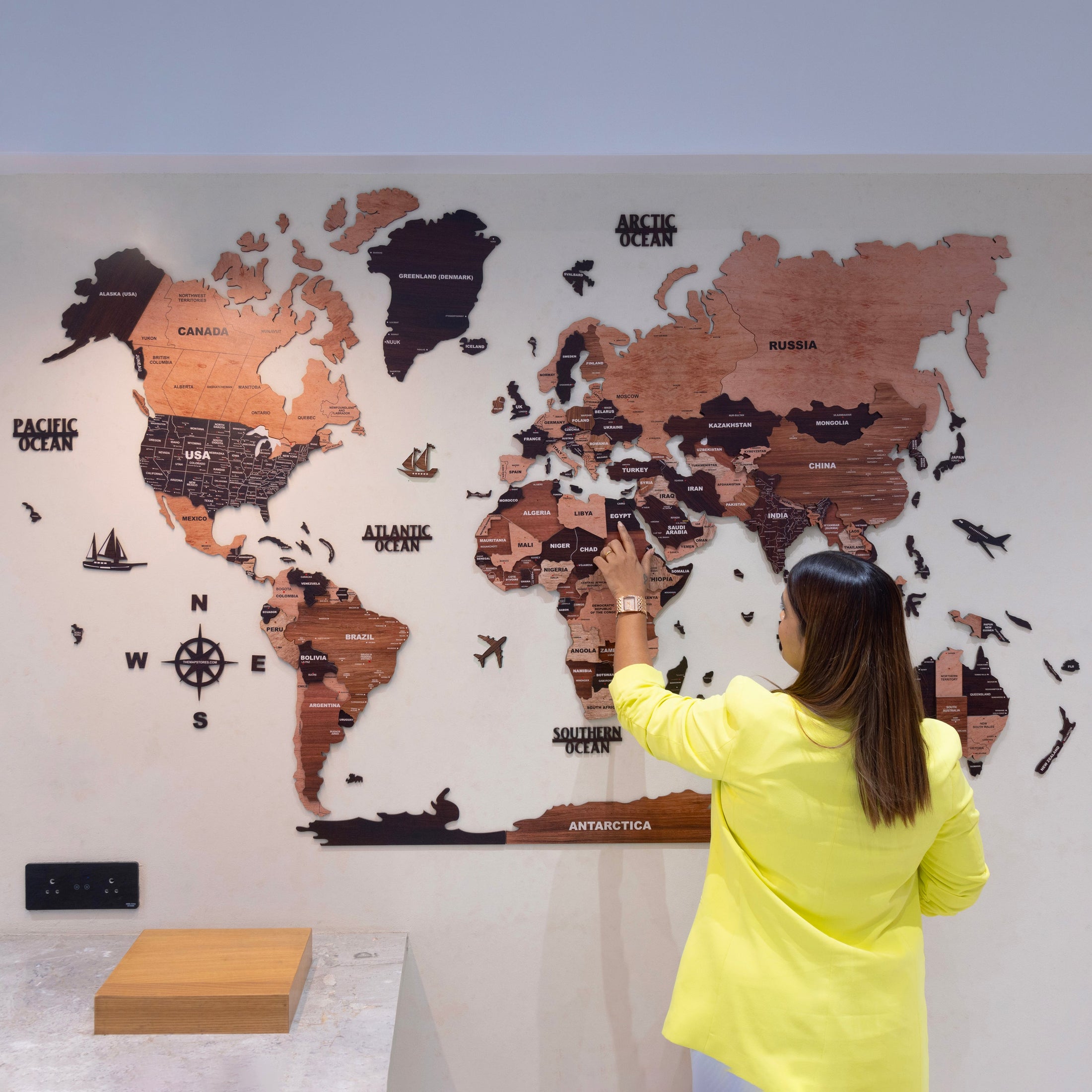 Travel Bucket List Wall Art with 3D Wooden World Maps • The Map Store