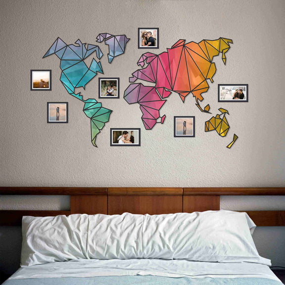 Multicolored Designer Wooden World Map for wall | Wooden world map wal ...