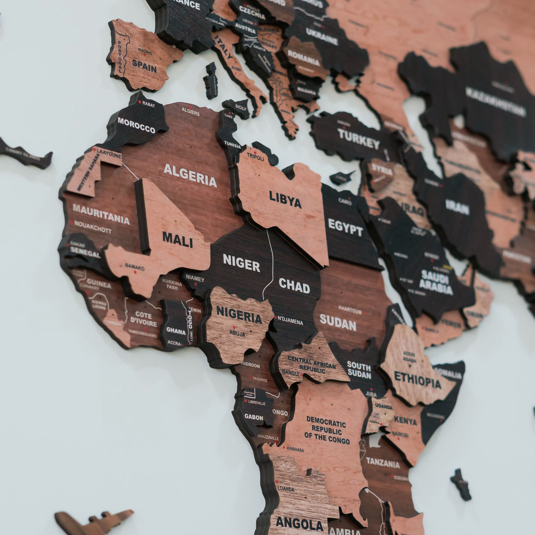 3D Wooden Texture Worldmap • The Map Store