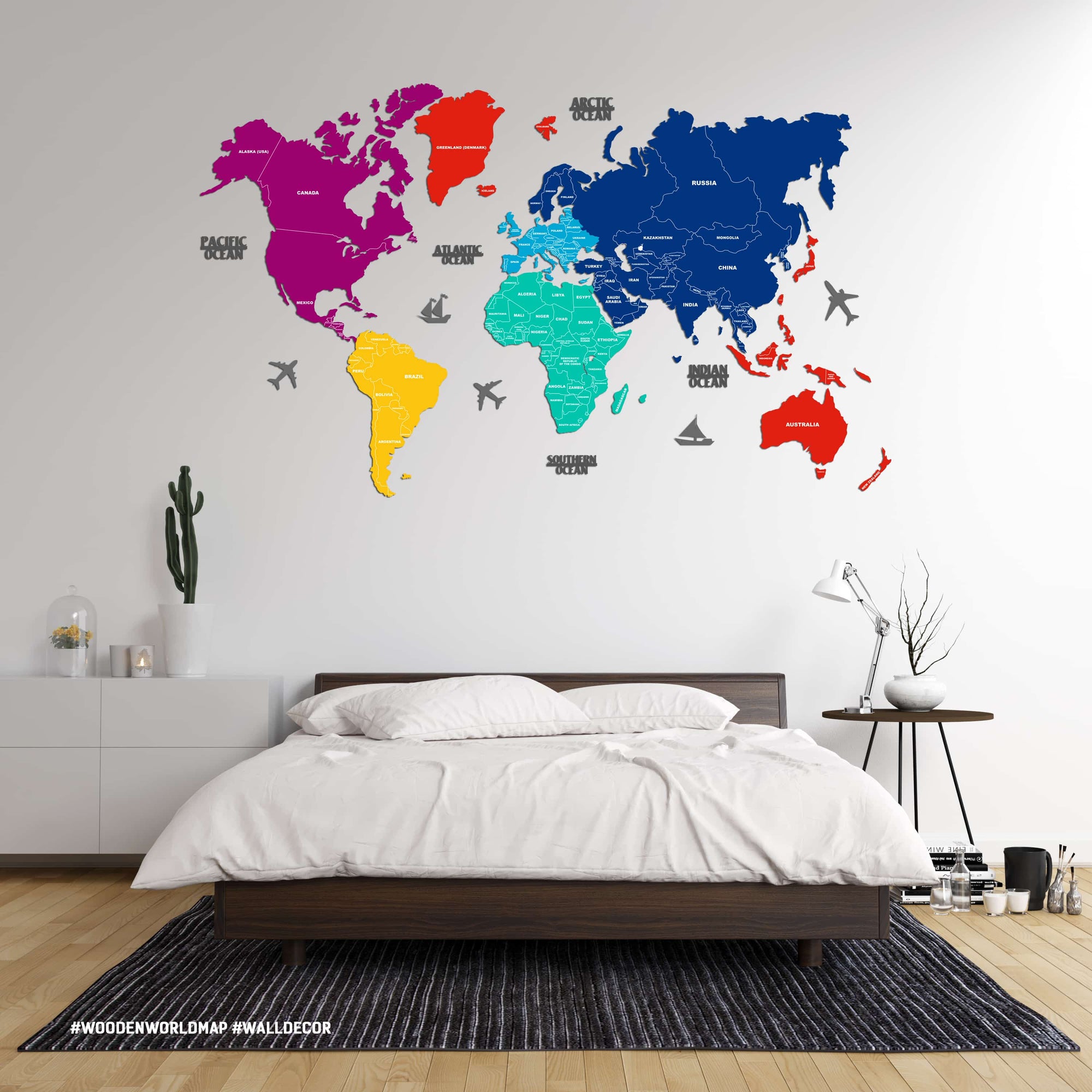 2D Prismatic Wooden World Map • The Map Store