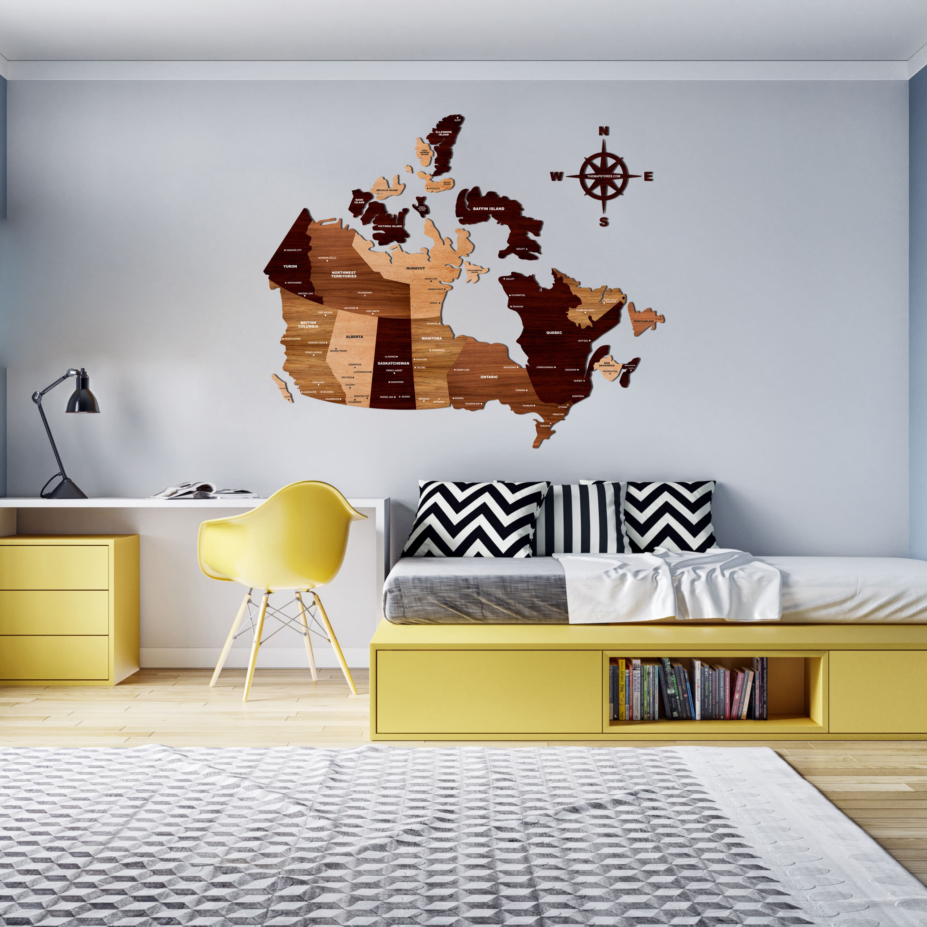 Wooden Texture Canada Map | The Map Stores • The Map Store