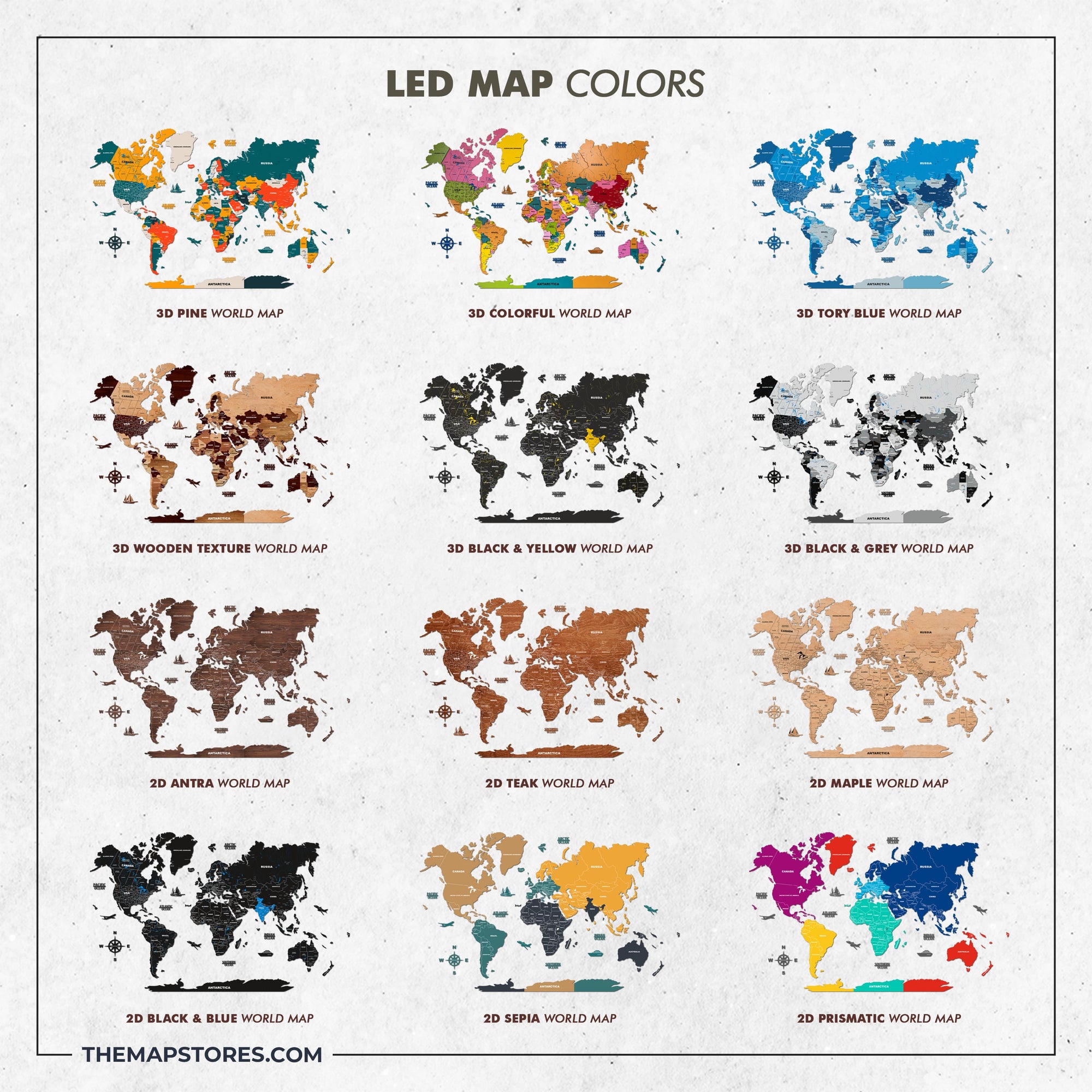 LED Wooden World Map • The Map Store