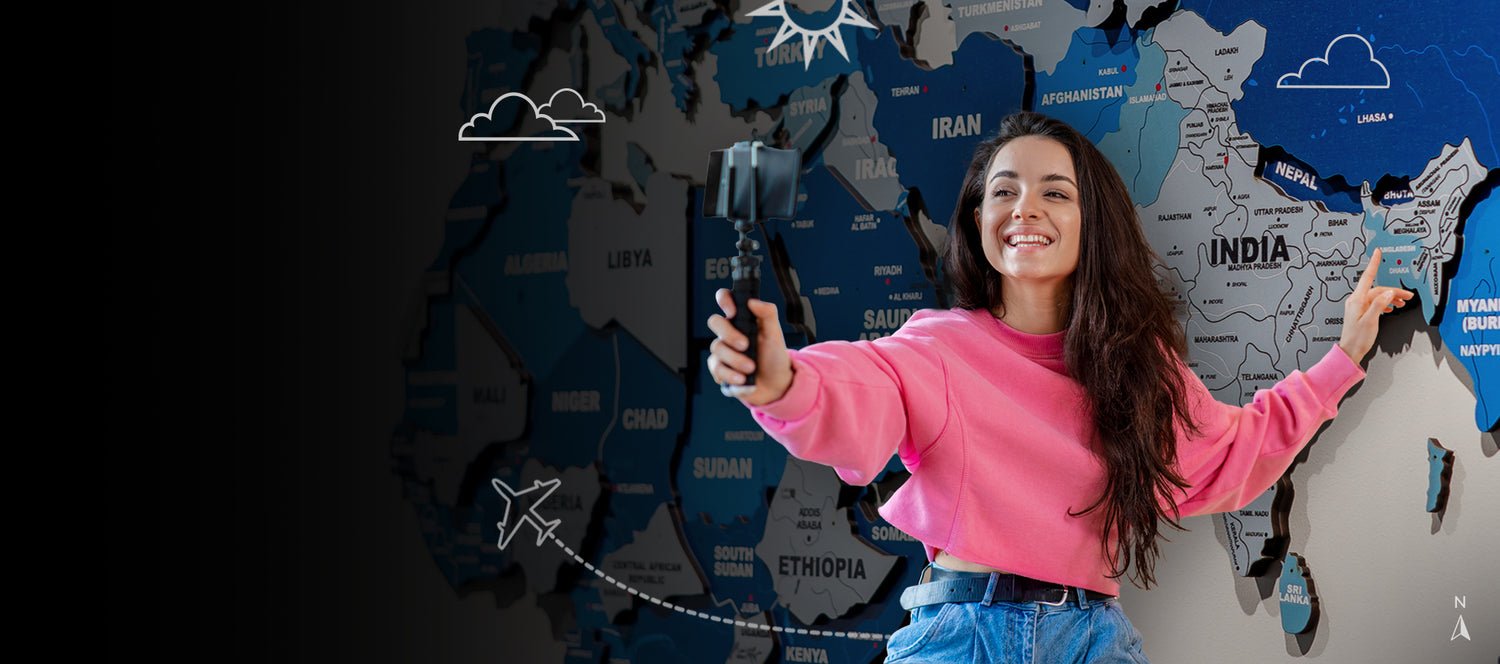 3D Multilayered Wooden world map for wall • The Map Store