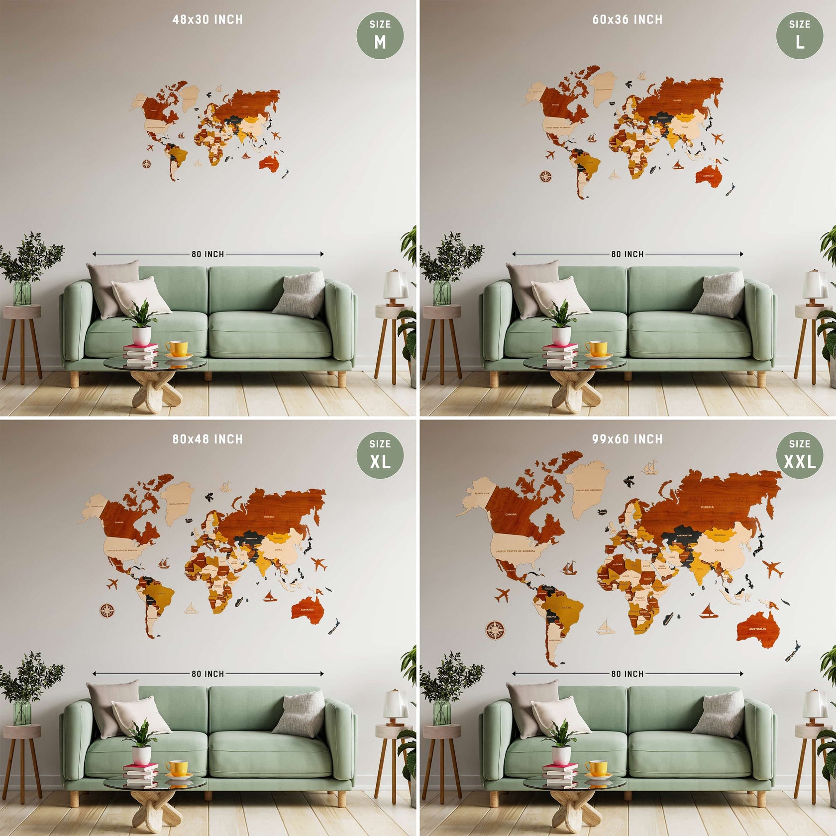 3D Multilayered Wooden world map for wall • The Map Store