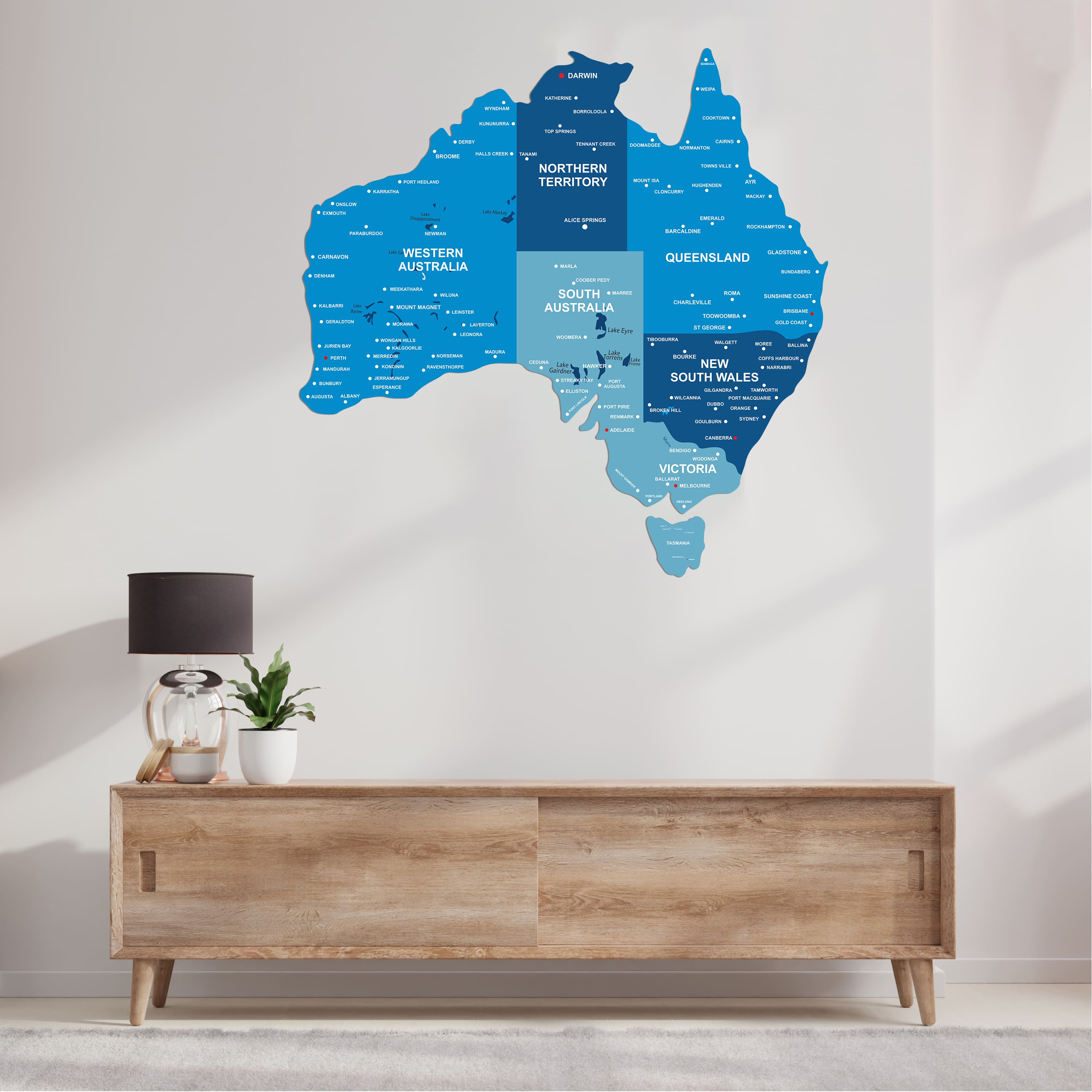 Tory Blue Wooden Australia Map | The Map Stores • The Map Store