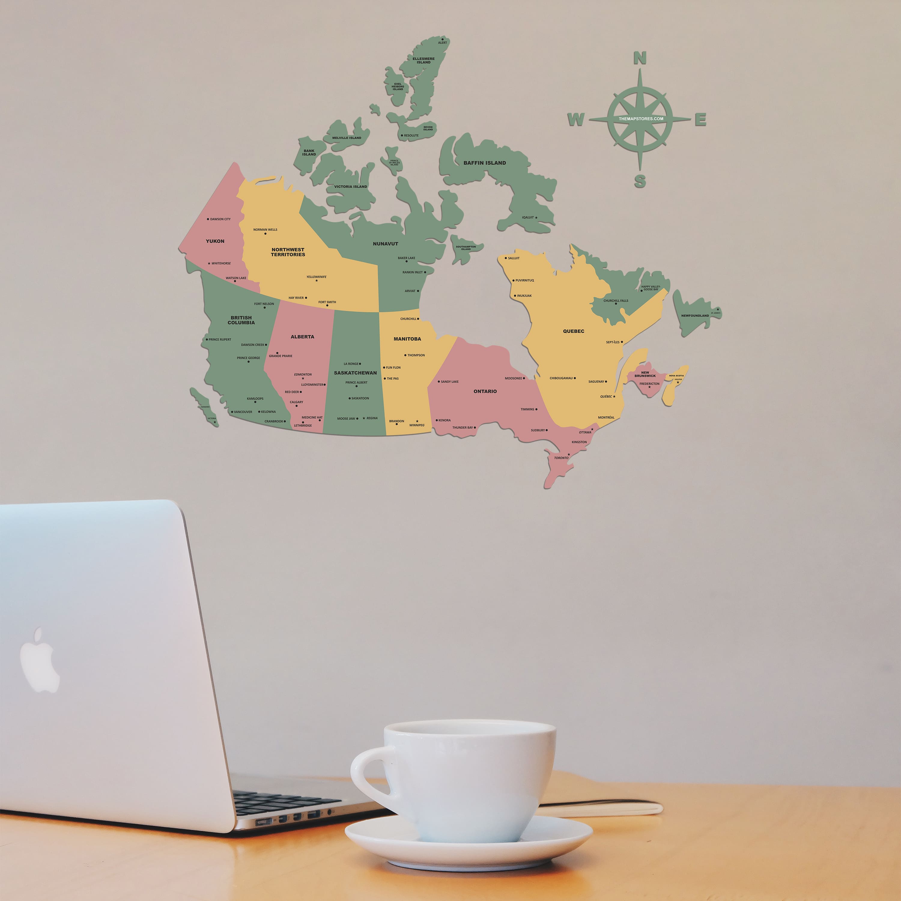 Spanish Green Wooden Canada Map • The Map Store