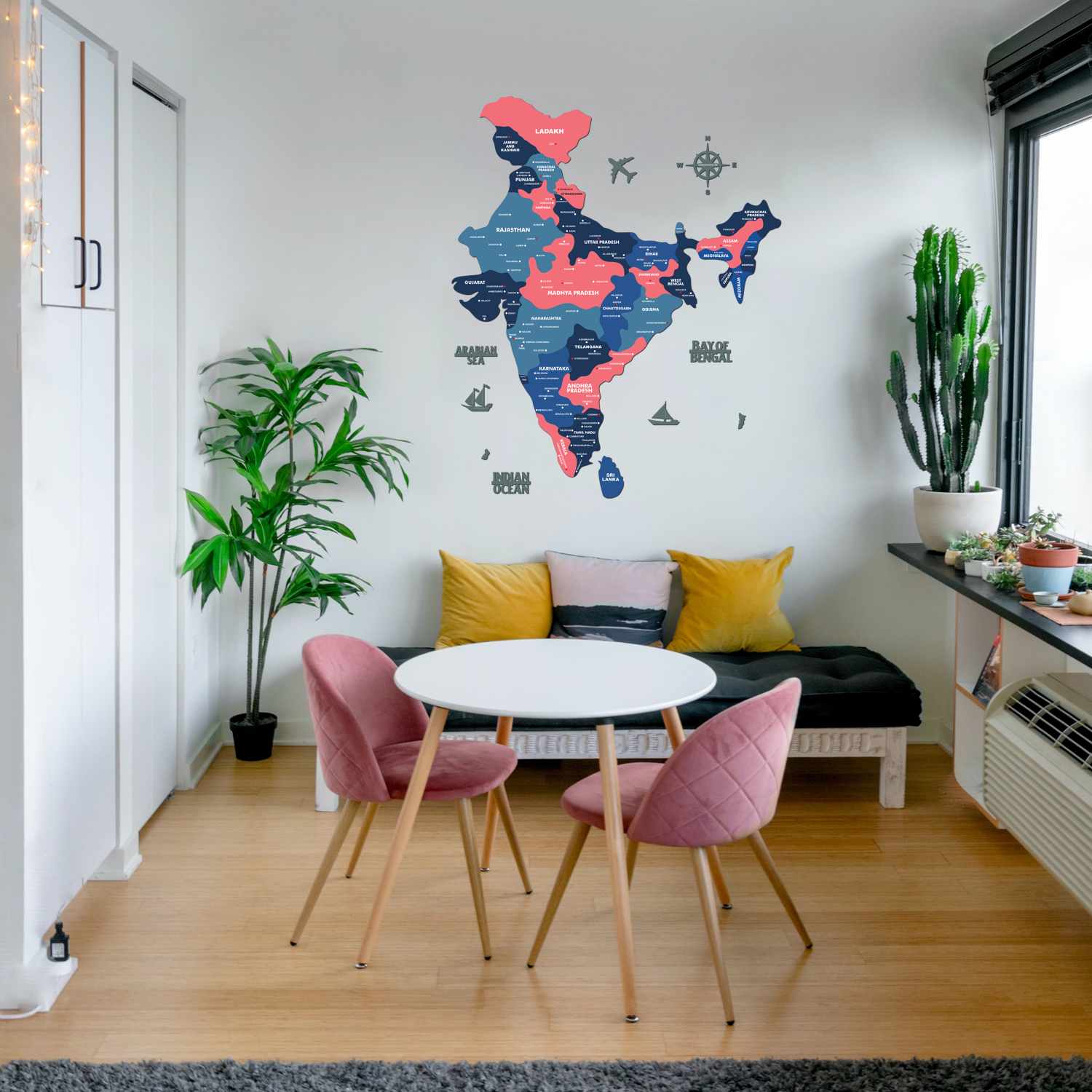 Nile Blue Wooden India Map WallArt • The Map Store