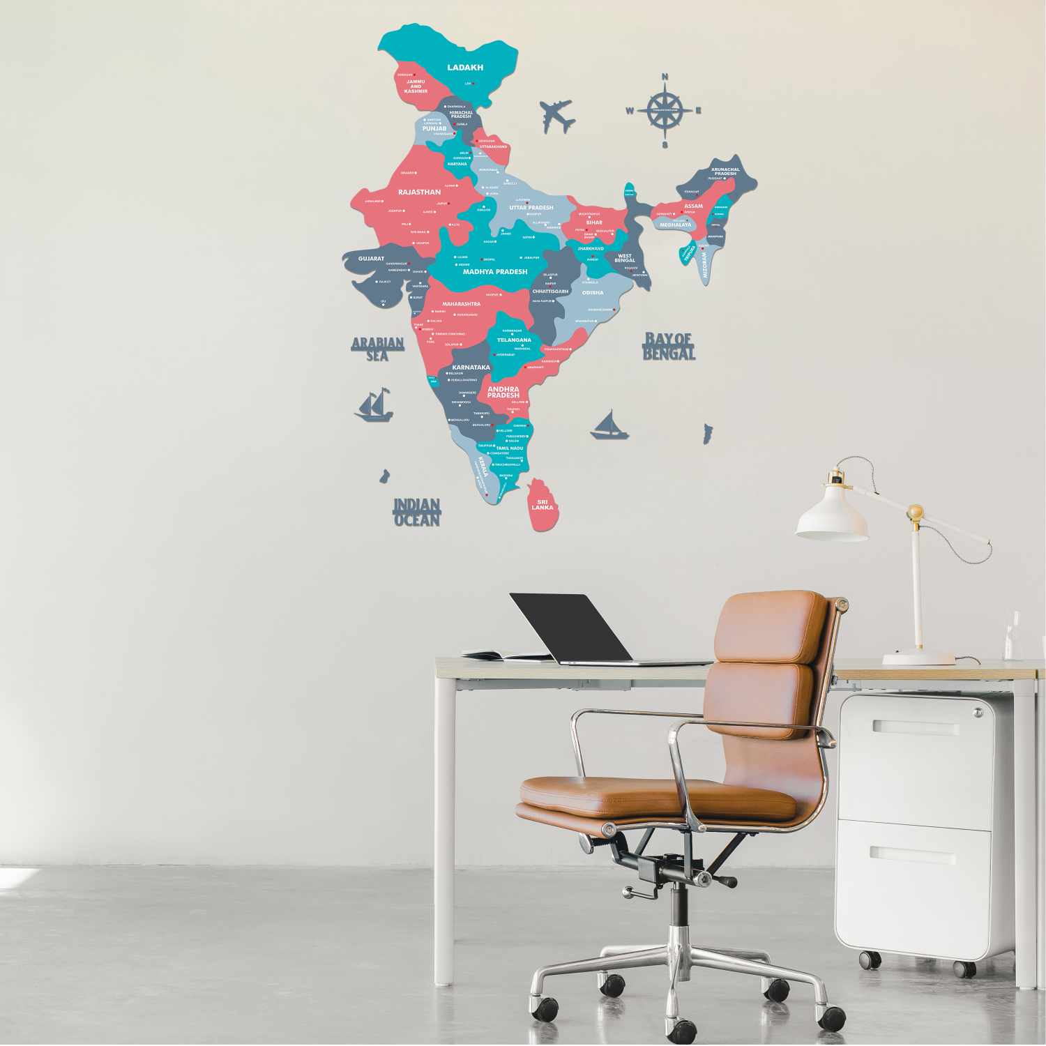 Blossom India Wooden Map WallArt • The Map Store