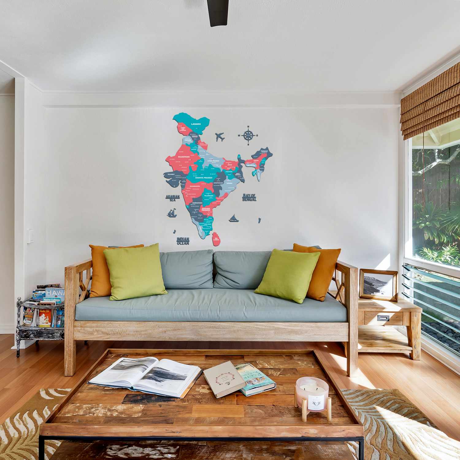 Blossom India Wooden Map WallArt • The Map Store