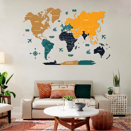 2D Wooden World Maps for Walls | Elegant Decor • The Map Store