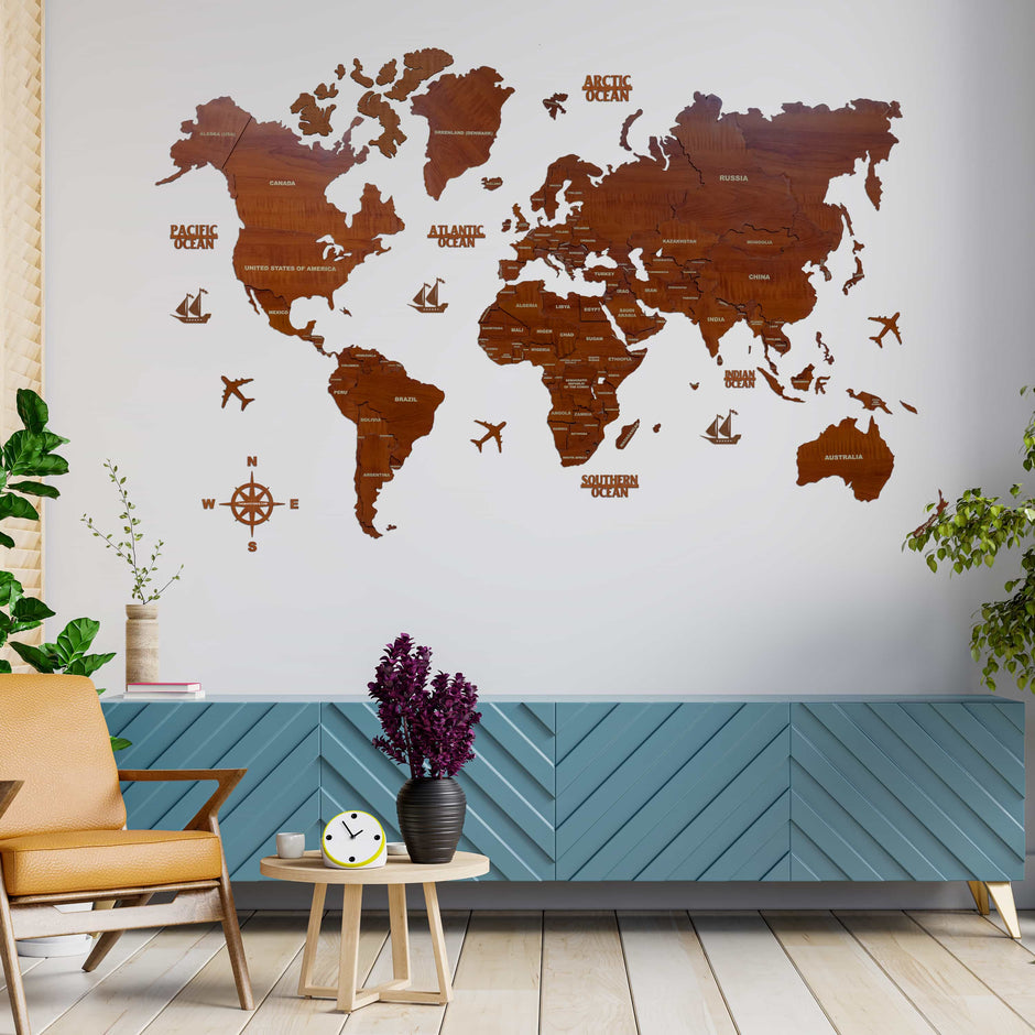 2D Wooden World Maps • The Map Store