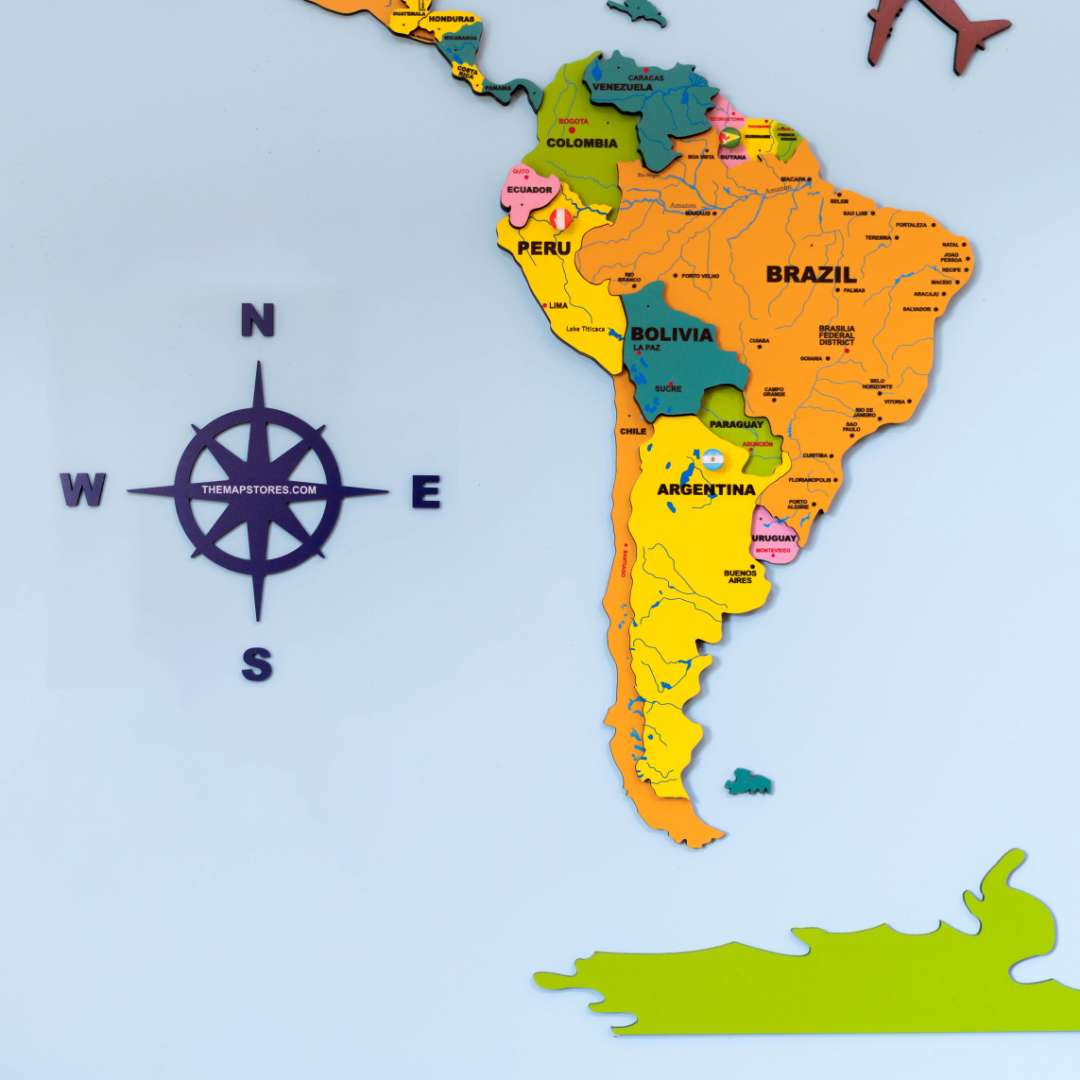 3D Colorful Wooden World Map for wall • The Map Store