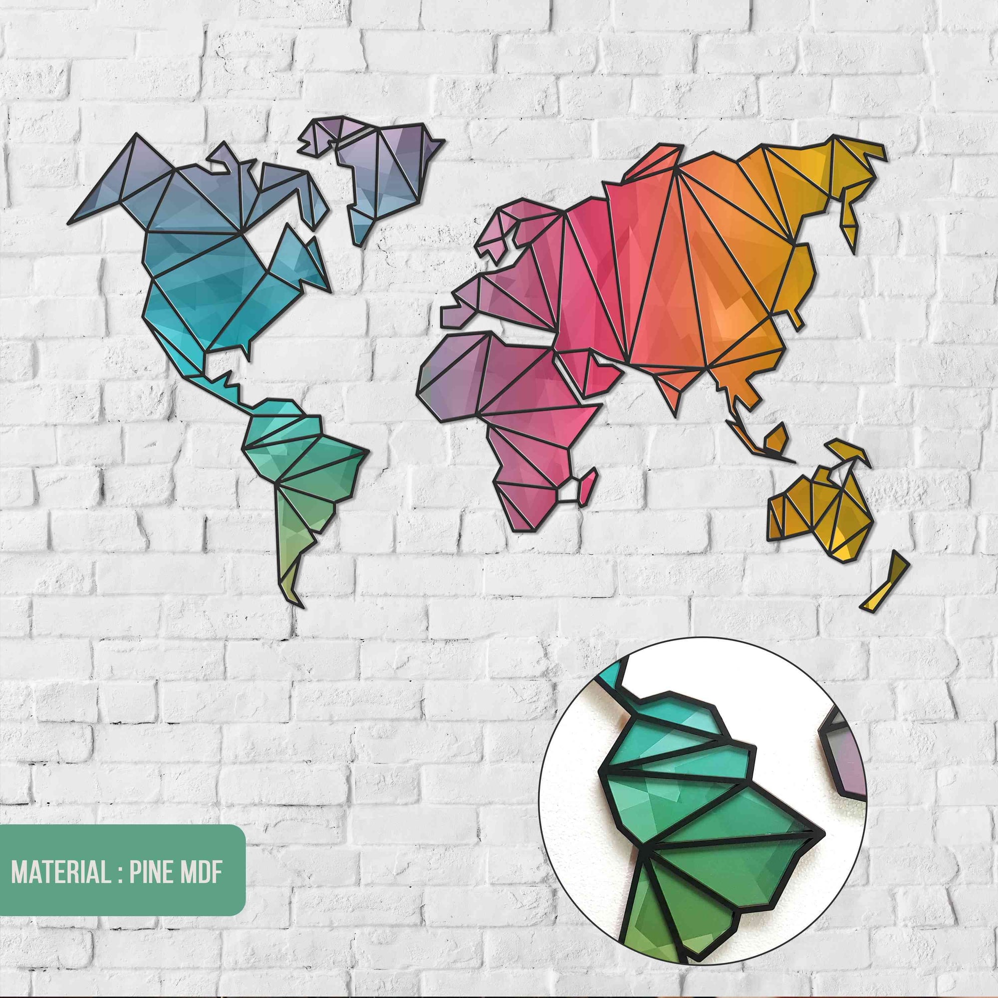 Multicolored Designer Wooden World Map • The Map Store