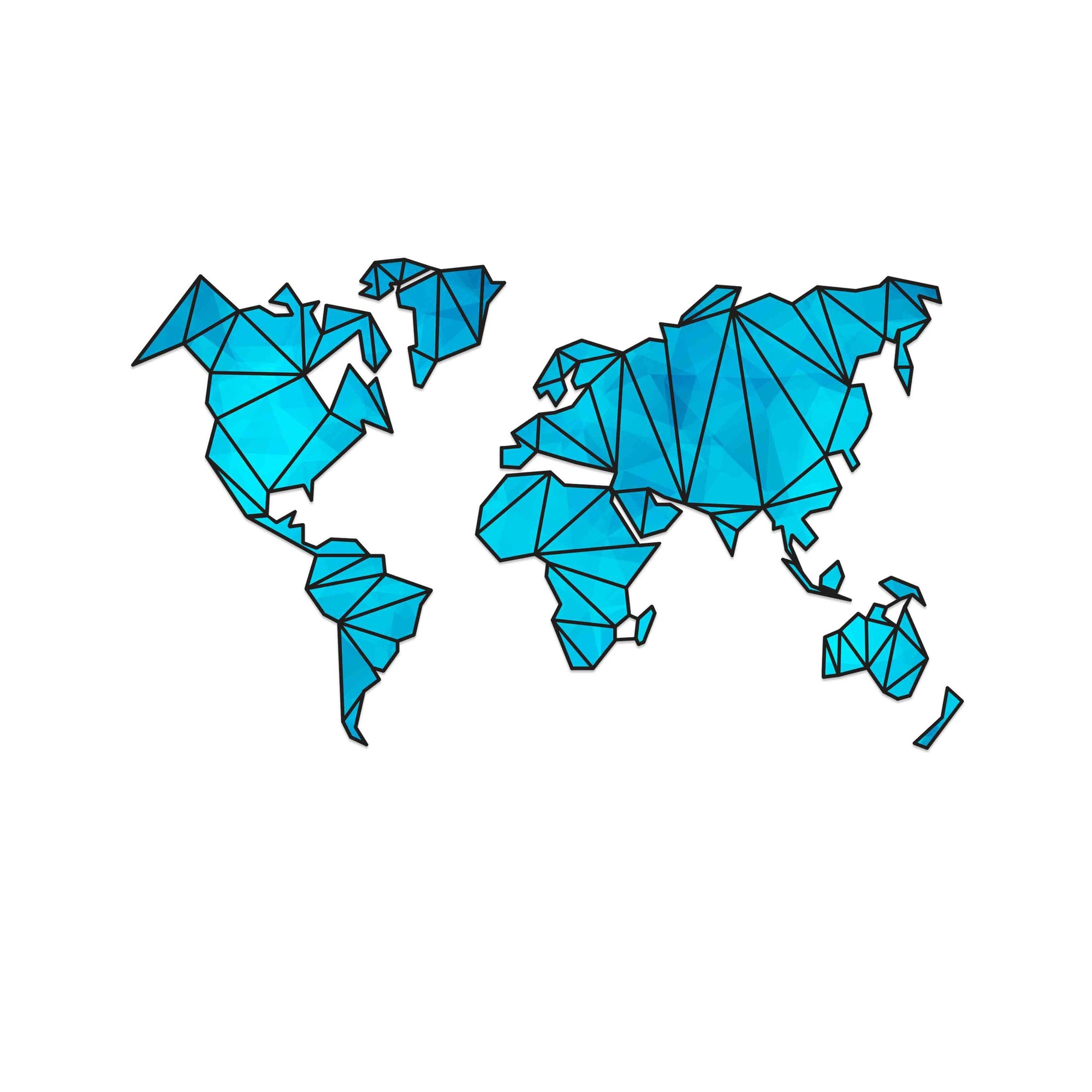 Blue Designer Wooden World Map for wall • The Map Store