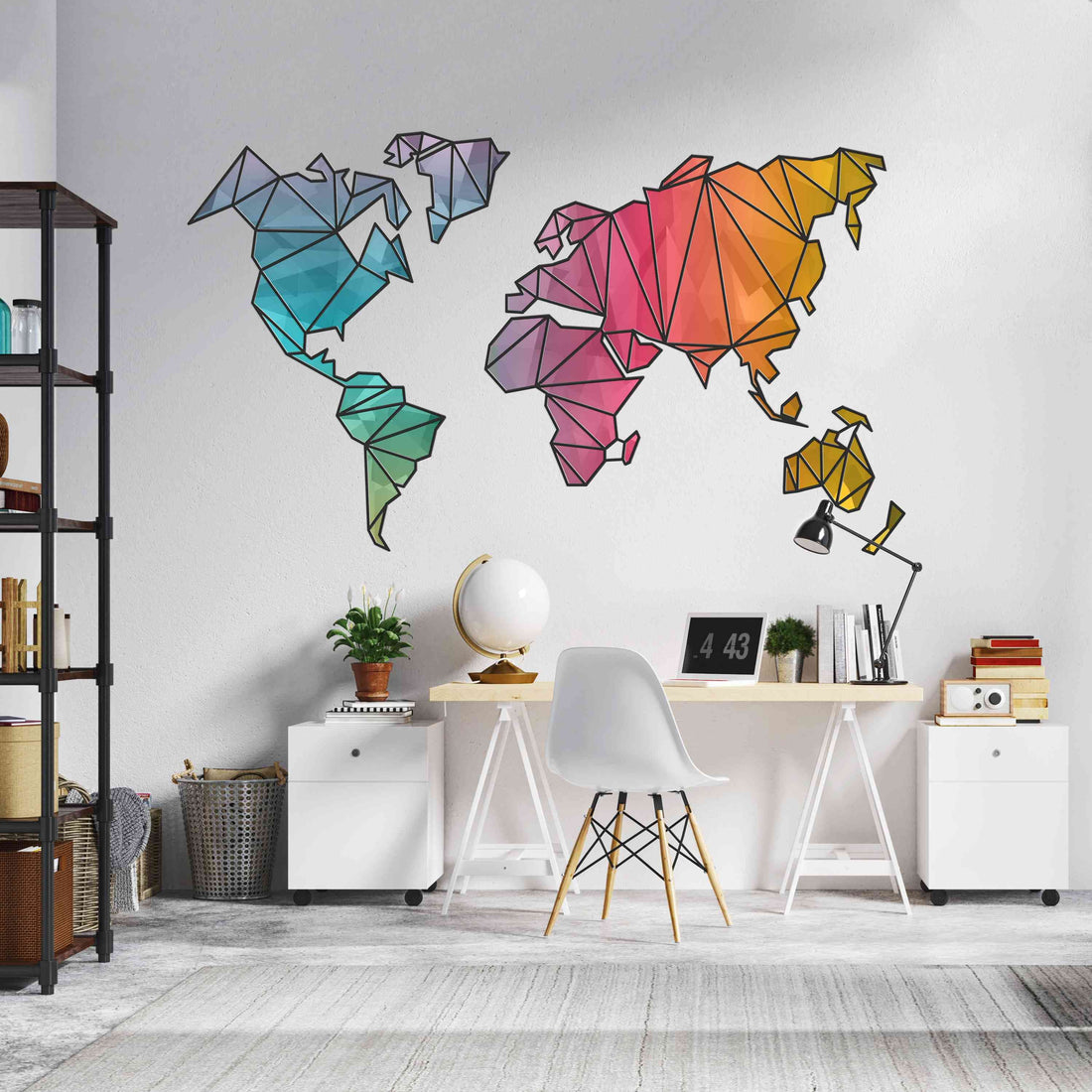 Multicolored Designer Wooden World Map • The Map Store