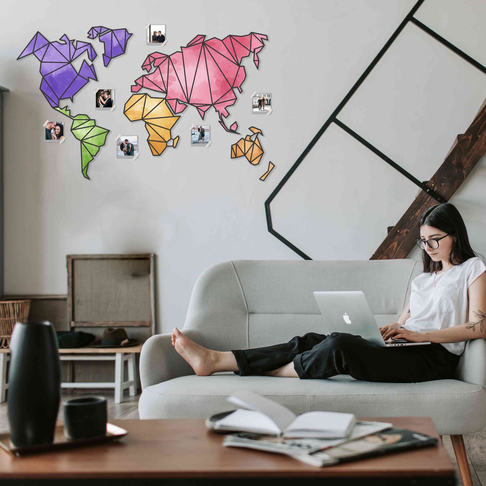 Rainbow Designer Wooden World Map • The Map Store